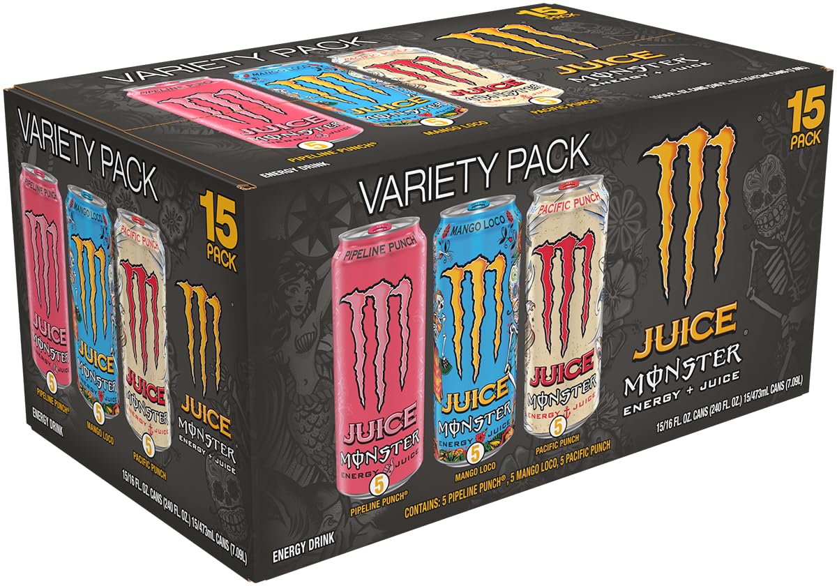 Monster Energy Juice Monster Variety Pack, Pipeline Punch, Mango Loco ...