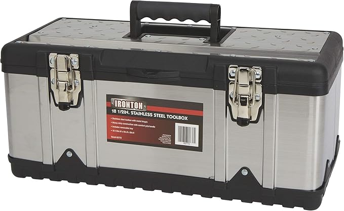 Ironton 18.5in. Stainless Steel Toolbox - 18 1/2in.W x 9in.D x 8in.H ...
