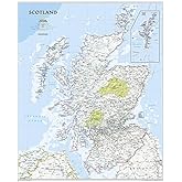 Amazon.com: National Geographic Scotland Wall Map - Classic - Laminated ...