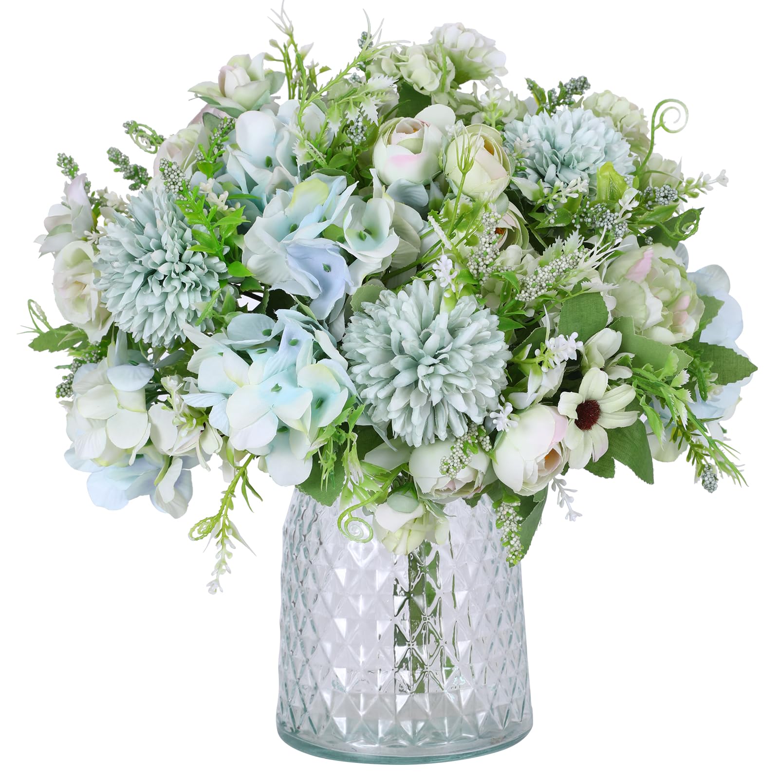 Nubry 3pcs Artificial Flowers Bouquet Fake Peony Silk Hydrangea Faux ...
