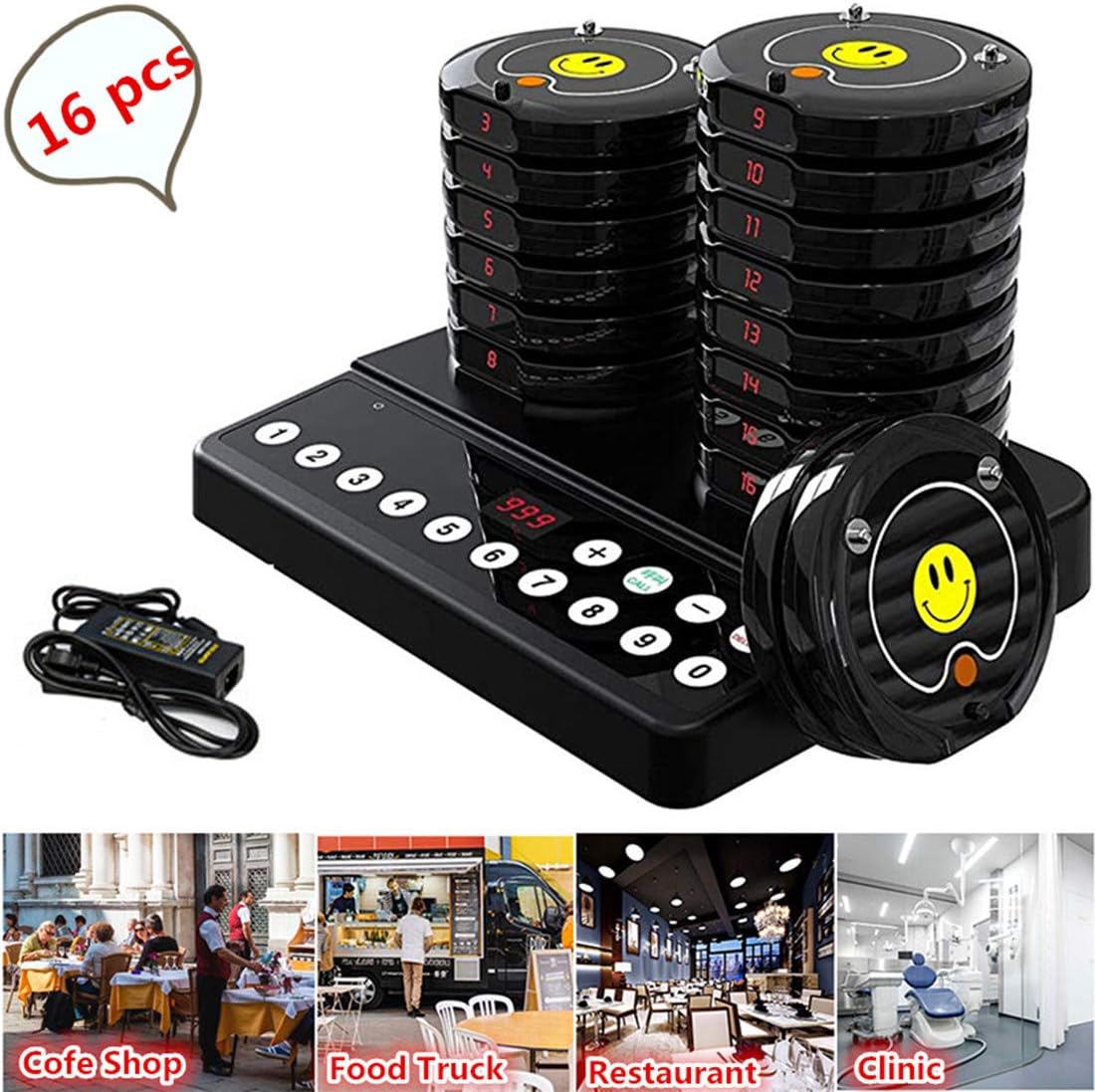 Restaurant Buzzer Pager System 16Pagers/Wireless Long Range Table ...