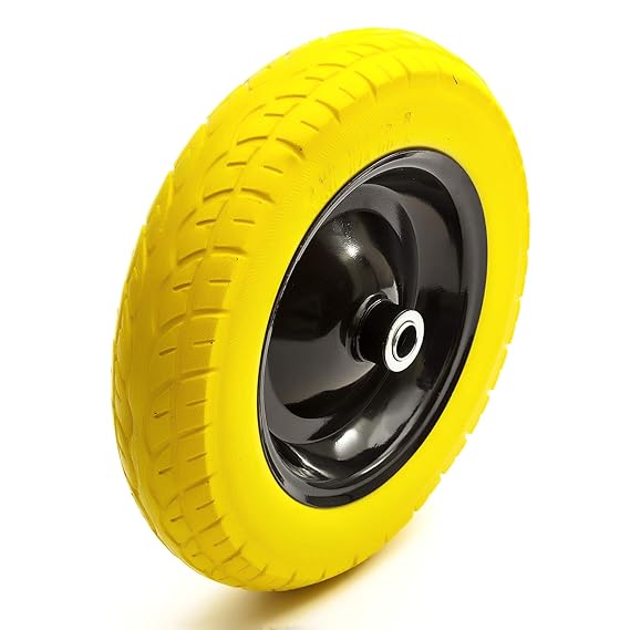 Heavy Duty PU 14'' 3.50-8 Metal Wheelbarrow Wheel & Tyre Punctureproof ...