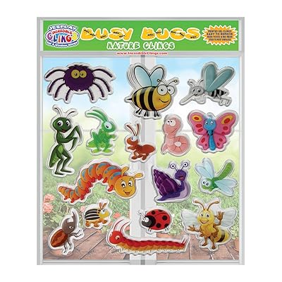 Buy Busy Bugs and Insects Thick Detailed Gel Clings – Reusable Glass ...