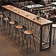 Amazon.com: 94.5" Farmhouse Modern Solid Wood Bar Table - Industrial Dining Room Bar Table ...
