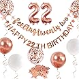 Amazon.com: Rose Gold Feeling Twenty Two Happy 22th Birthday Banner ...