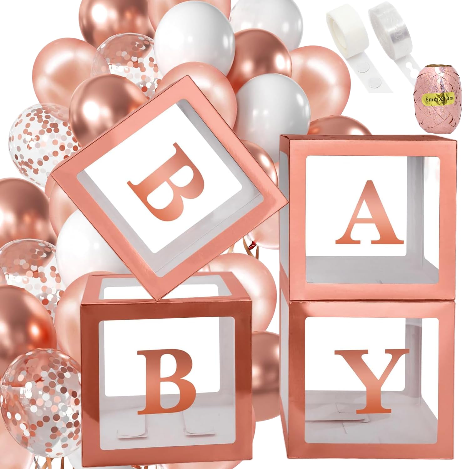 Rose Gold Balloon Box,w/105 pcs Rose Gold Balloon,4 Pack Balloon Boxes ...