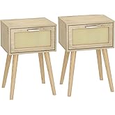 Amazon.com: vipace Set of 2 Nightstands, End Side Table with Storage Drawer and Solid Wood Legs ...