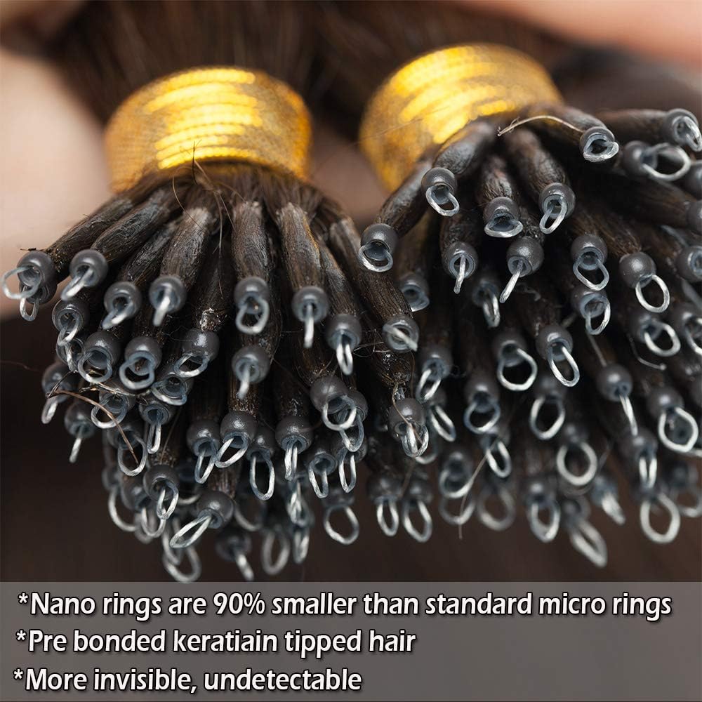 Nano Ring Hair Extensions 16inch 1g/s Pre Bonded 50g Nano Tip Bondings ...