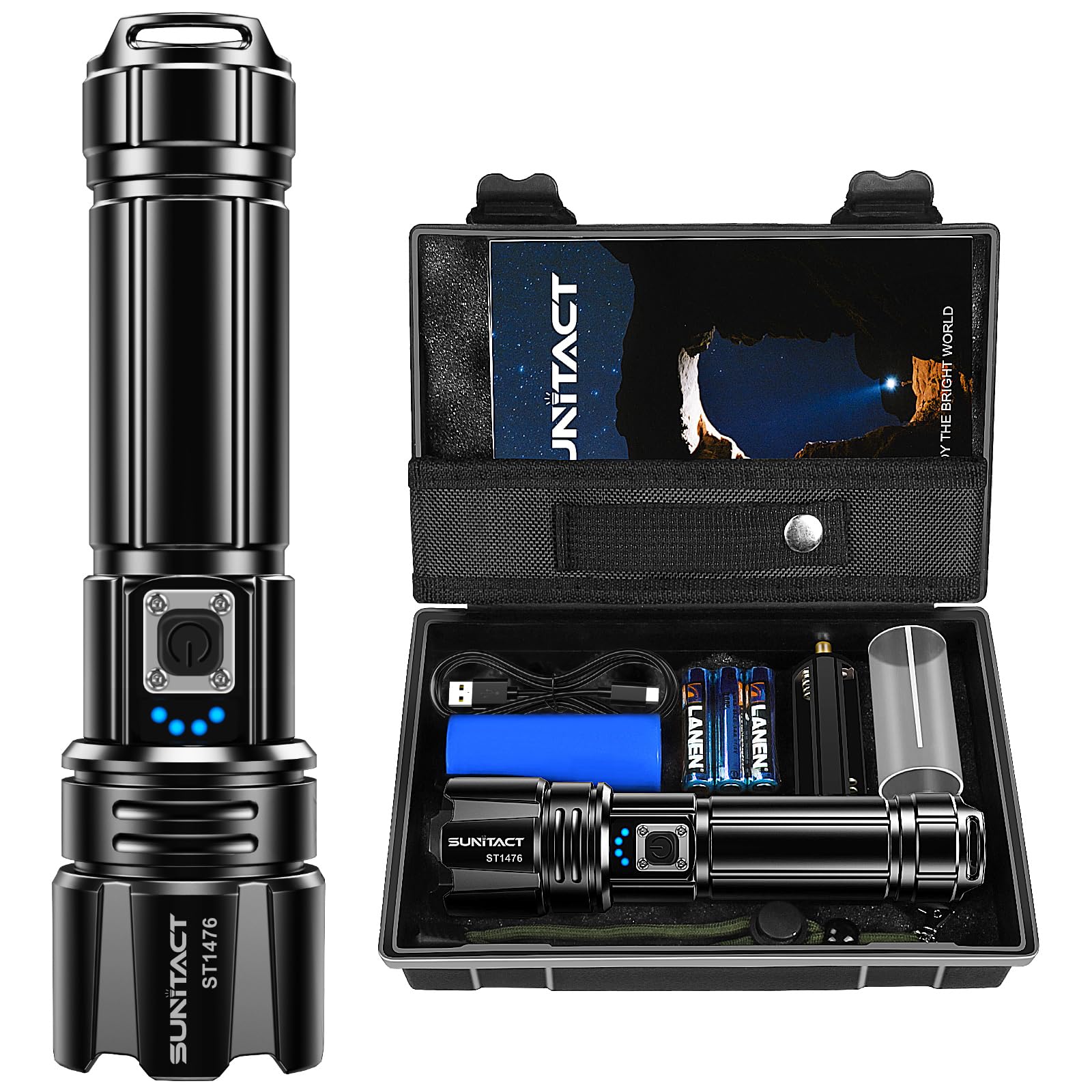 Sunitact Flashlights High Lumens, Rechargeable Flashlight Led 990000 ...