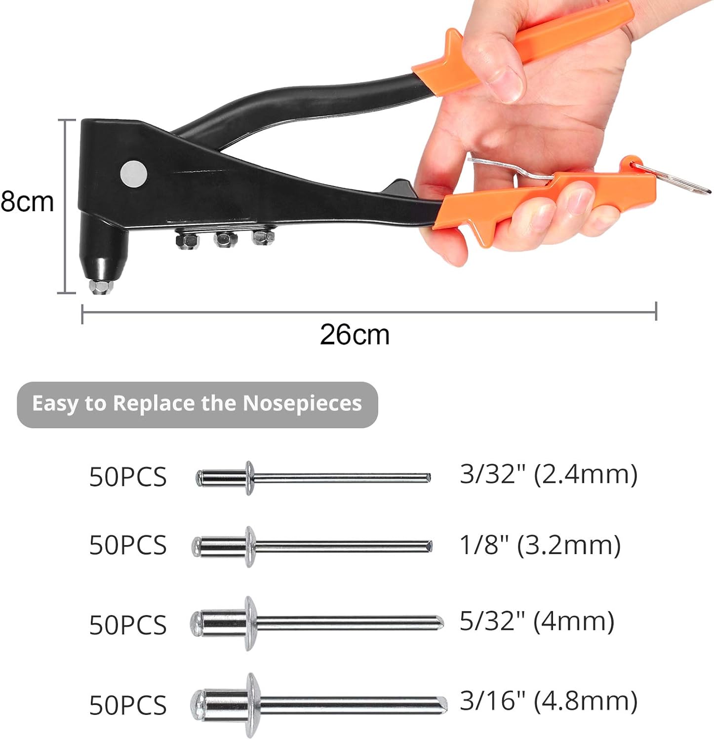 AUTOUTLET Pop Rivet Gun Kits Rivet Pliers Single Handle Rivet Gun with ...