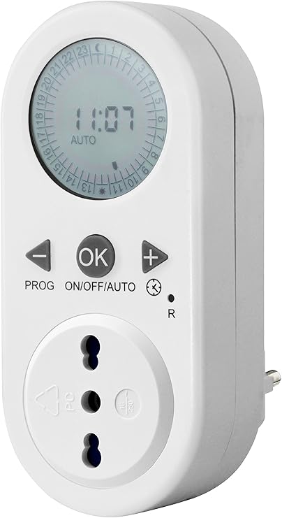 Electraline 58106 Timer Programmatore Digitale Giornaliero con Intervallo Programmazione, Bianco ...