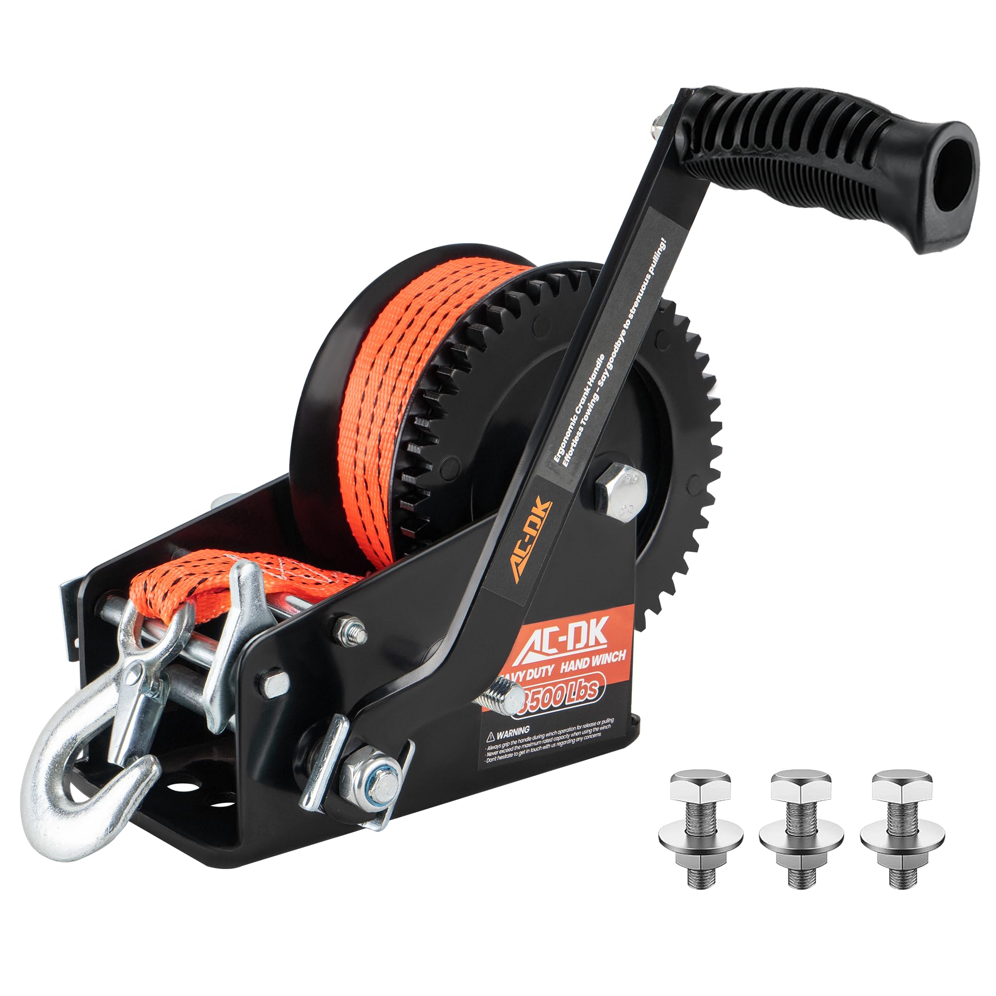 AC-DK 3500lbs Heavy Duty Boat Trailer Winch with 32FT Strap?2-Way ...