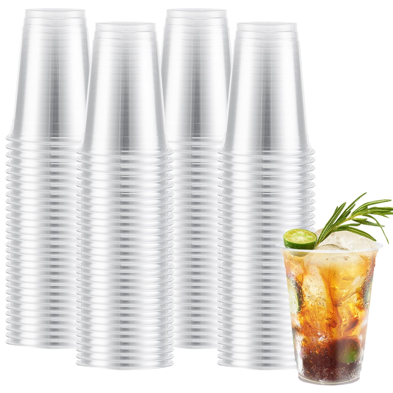 Clawsoff 12 oz Clear Plastic Cups, 300 Count Disposable Dringking Cups ...
