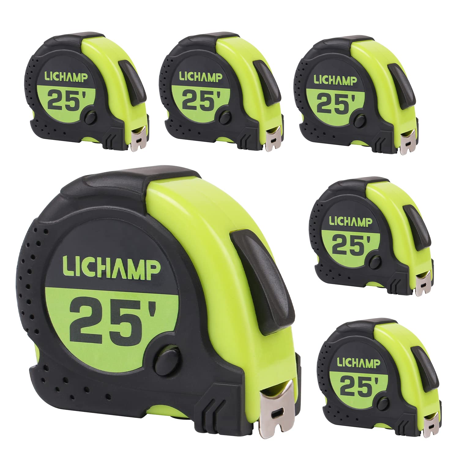 LICHAMP Tape Measure 25 ft, 6 Pack Bulk Easy Read Measuring Tape ...