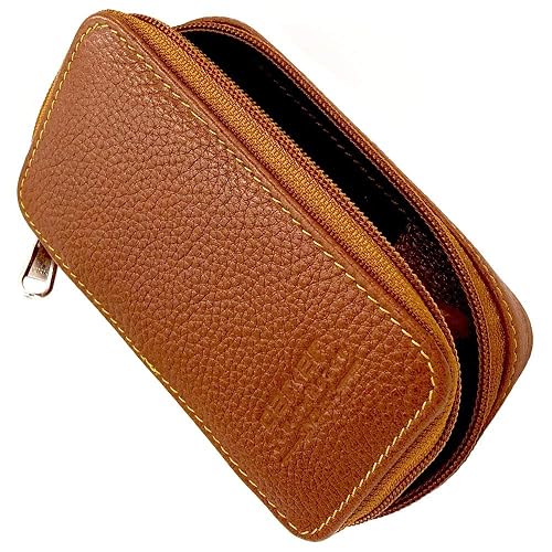 Parker Saddle‑Brown Leather Double Edge Safety Razor Case with Blade ...