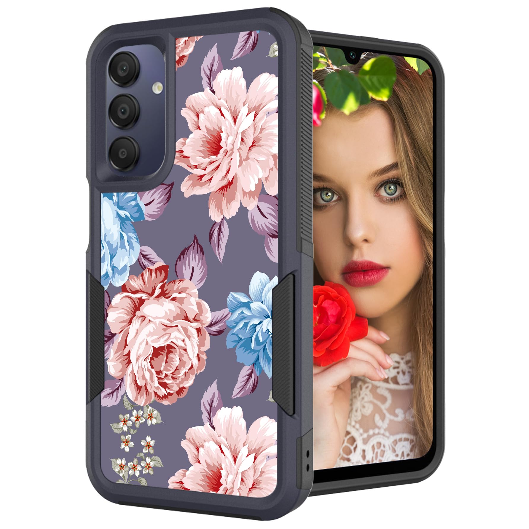 ShinyMax Phone Case Designed for Samsung Galaxy A15 5G 6.5" with Roses ...