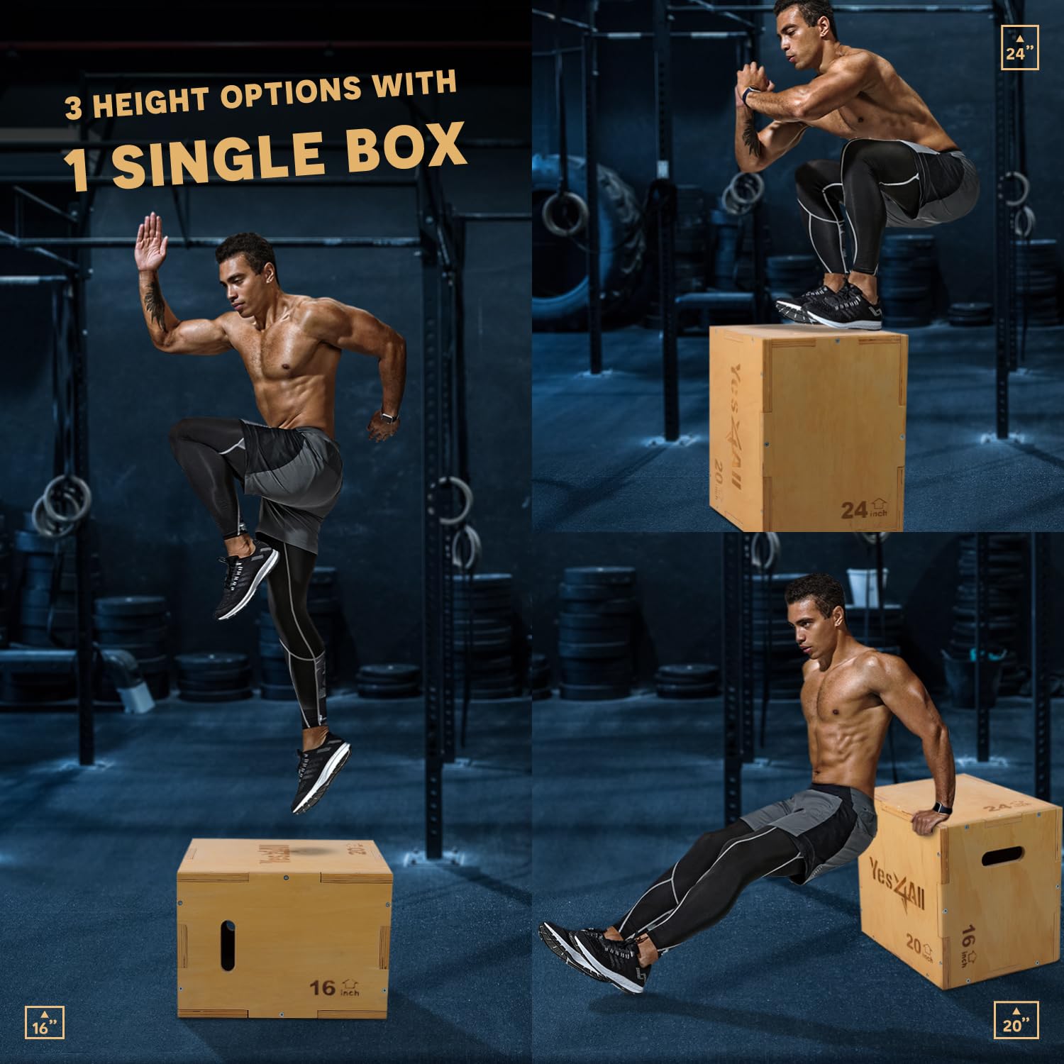 Mua Yes4All 3 in 1 Wooden Plyo Box, Plyometric Box for Home Gym and ...