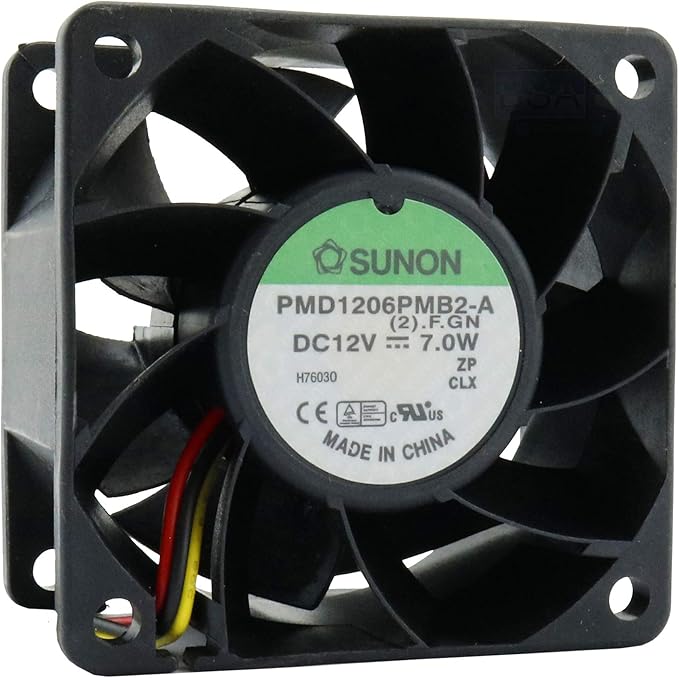 SUNON Fan 60mm 60x60x38 PMD1206PMB2-A Cooling 12V 6 cm 3 Wires +/-/S ...