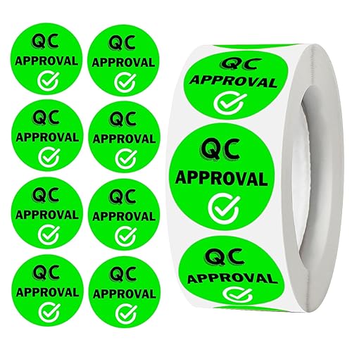 1 inch QC Approval Labels Green Inventory Quality Control Stickers for ...