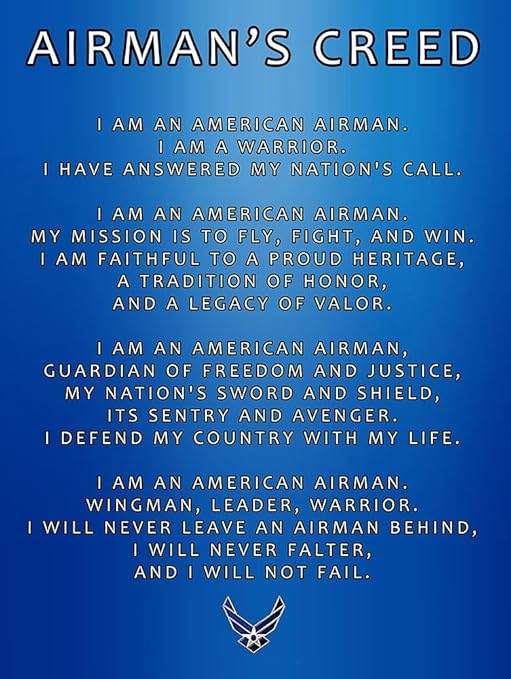 Amazon.com: US Air Force Creed Poster USAF Creed Air Force Gifts USAF ...