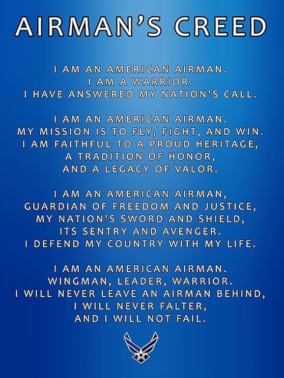 Amazon.com: US Air Force Creed Poster USAF Creed Air Force Gifts USAF ...