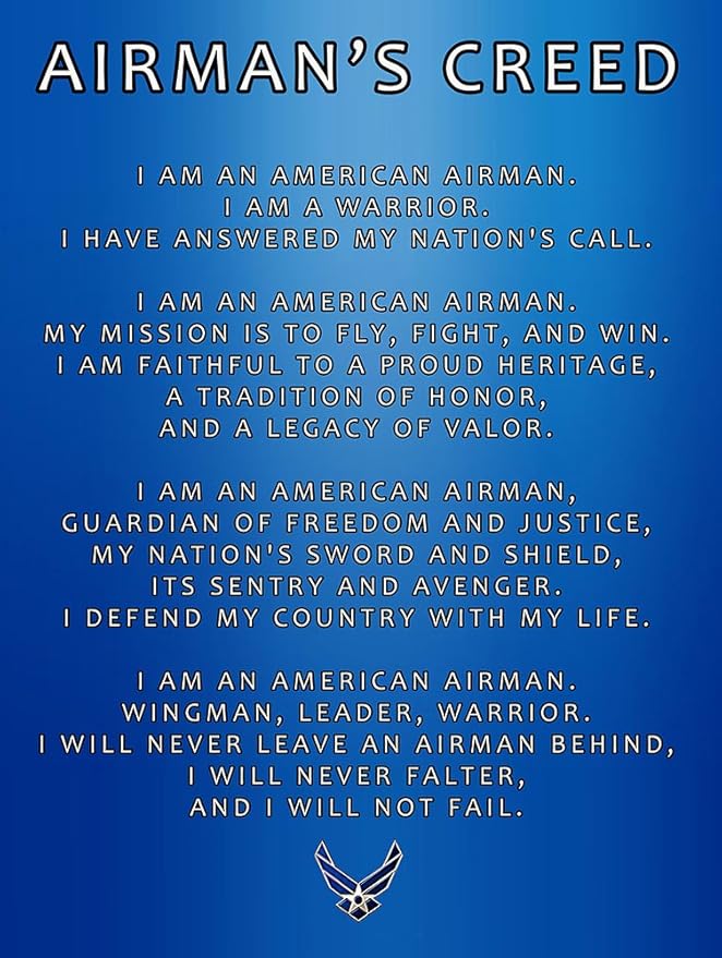 Amazon.com: US Air Force Creed Poster USAF Creed Air Force Gifts USAF ...