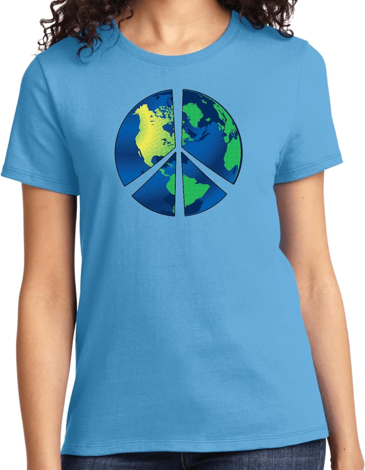 Amazon.com: Buy Cool Shirts Ladies Peace Sign T-Shirt Blue Earth Tee ...