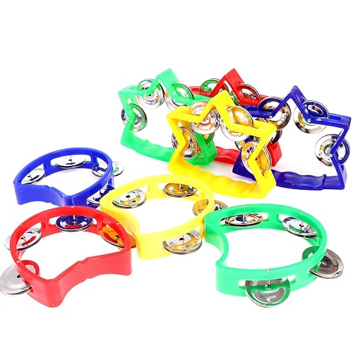 JETTINGBUY 8 Pieces Plastic Percussion Tambourines Half Moon Tambourine ...