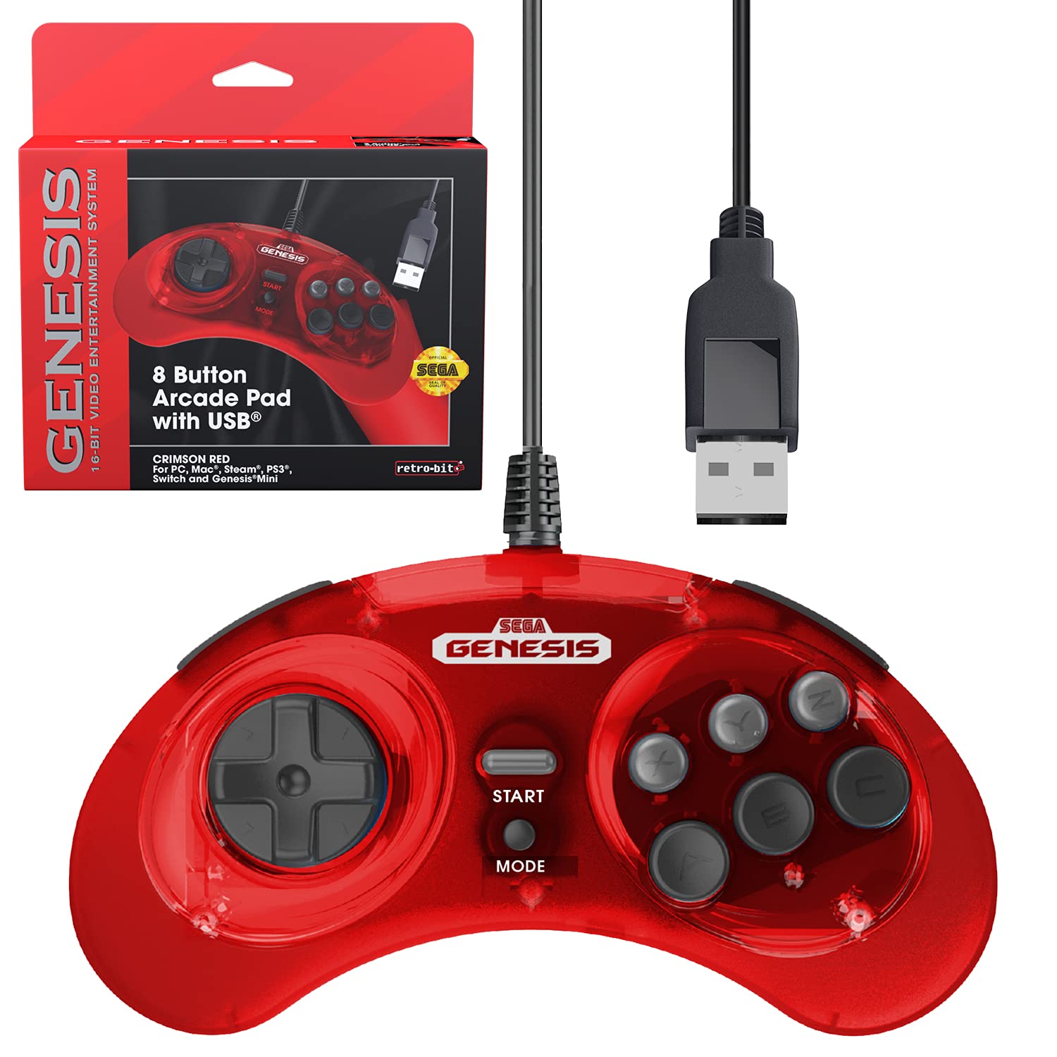 Mua Official Sega Genesis USB Controller 8-Button Arcade Pad for Sega ...