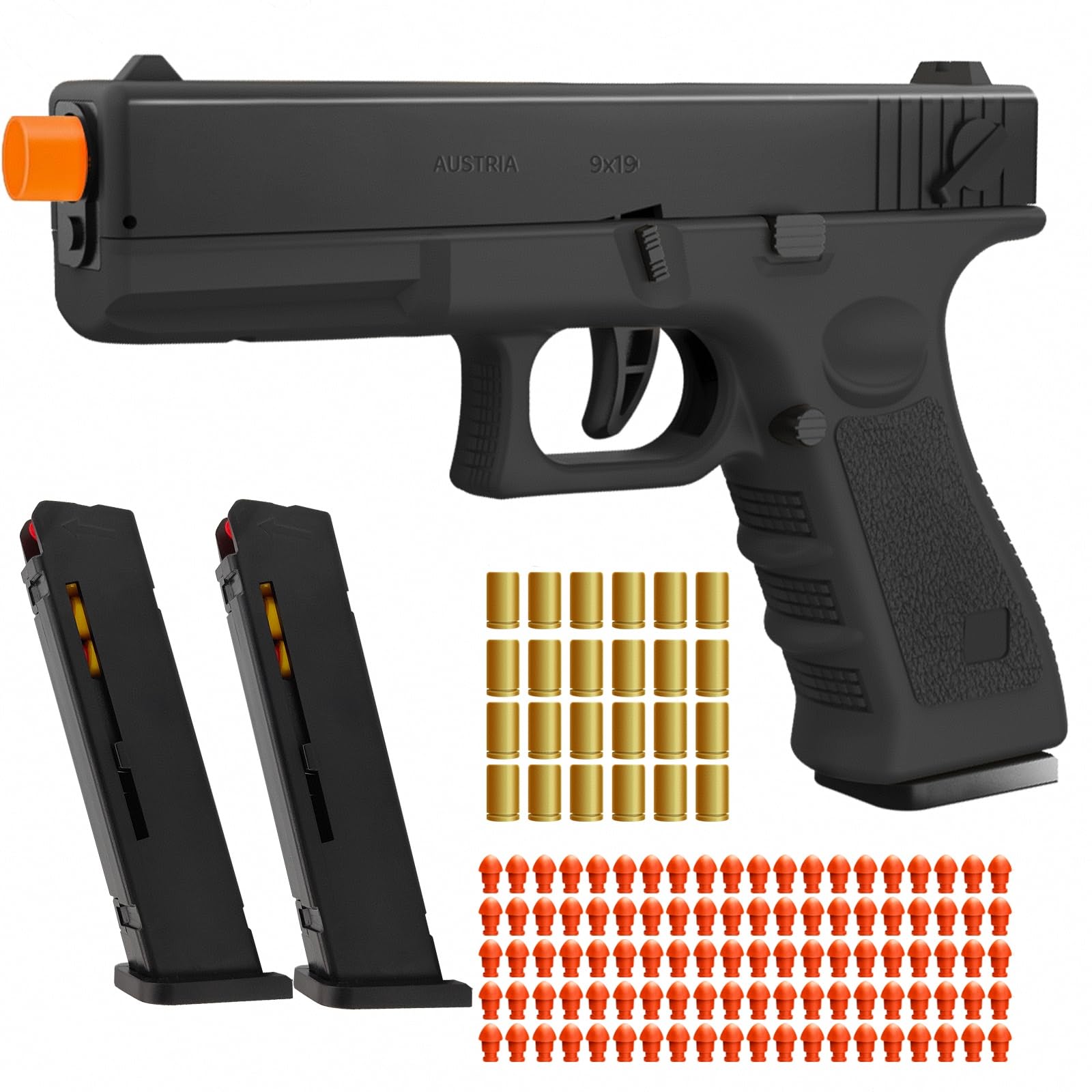 Soft Toy With Shell Ejecting,Gun Fidget Toy with 100 Soft Bullets, 24 ...