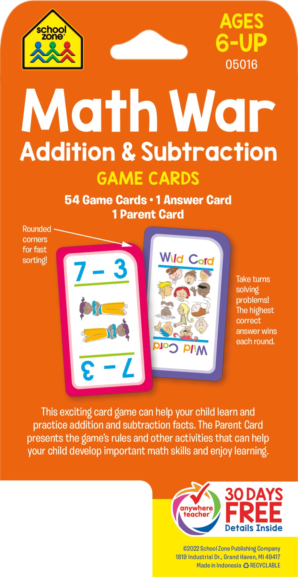 Mua School Zone - Math War Addition & Subtraction Game Cards - Ages 6 ...