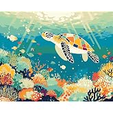 Amazon.com: Meothan Sea Turtle Paint by Number Kits for Adults, DIY ...