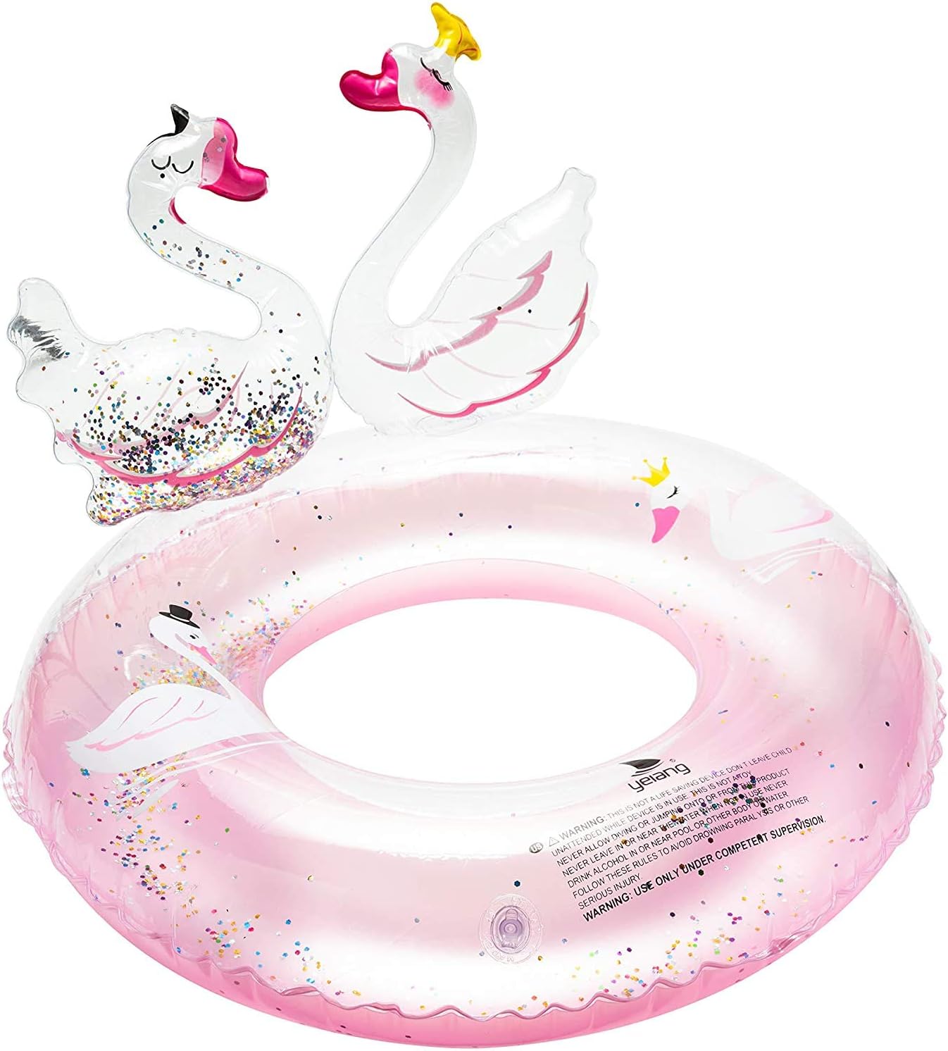 BeYumi Inflatable Twin Swans Pool Float Inflation Swimming Ring ...