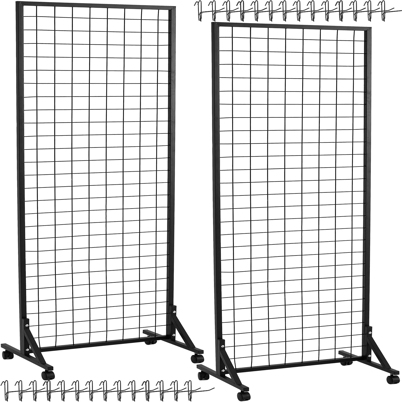 Blulu 2 Pcs 4 Pcs Standing Grid Panels Tower with S Hook 2' x 6' T Base ...