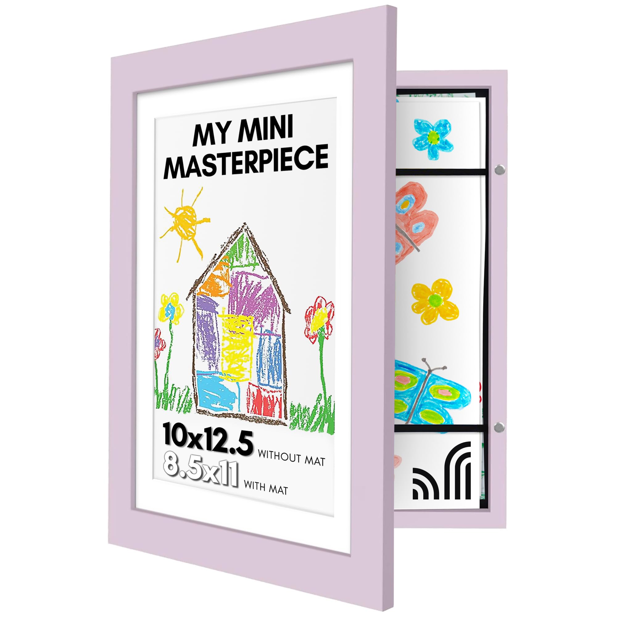 Kids Artwork Frame Changeable (Lilac) - Magnetic Door Holds 100 Art Pieces - 8.5x11 Letter Size ...