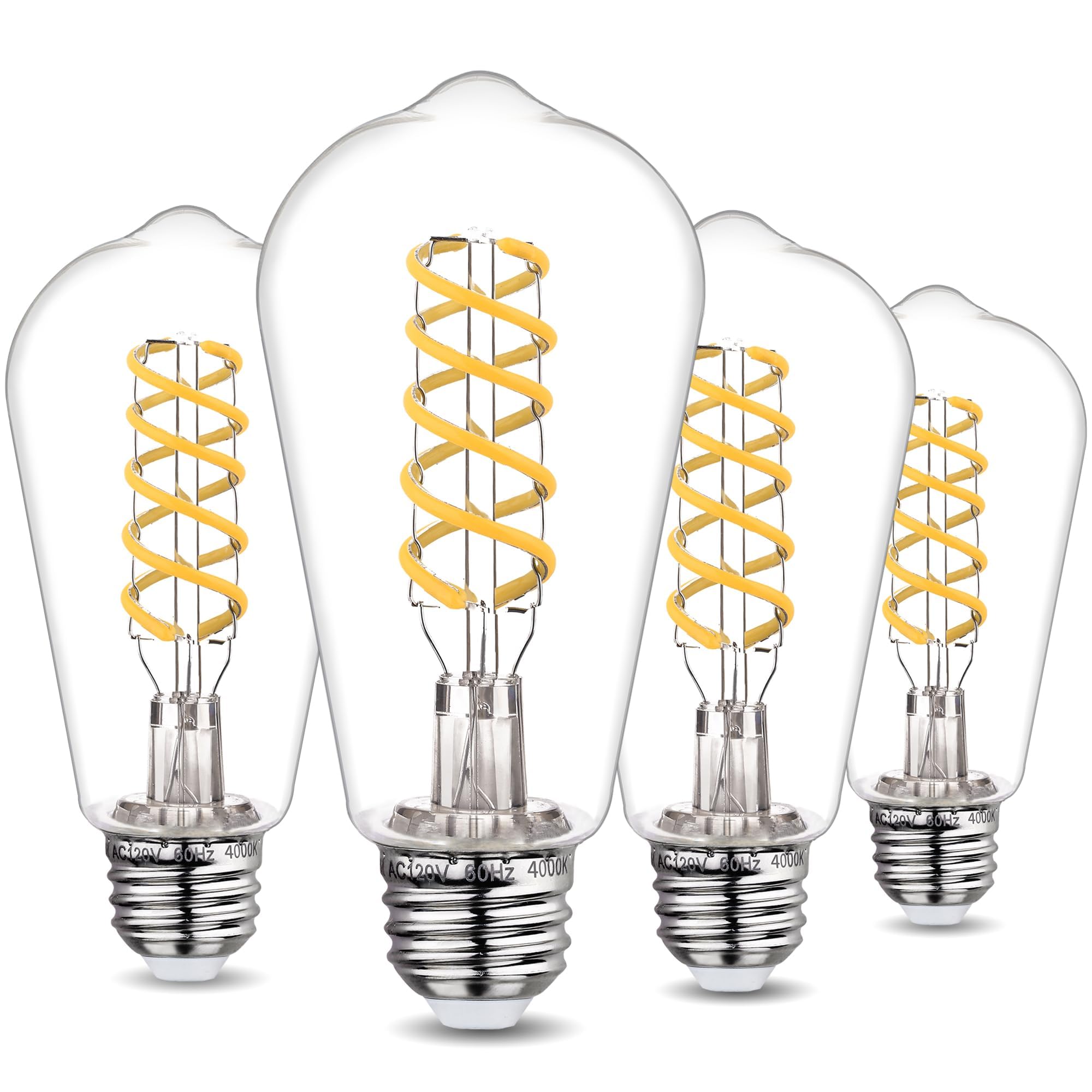 Tiadio 4Pack 6W LED Light Bulbs, Vintage Edison Bulbs 60 Watt ...