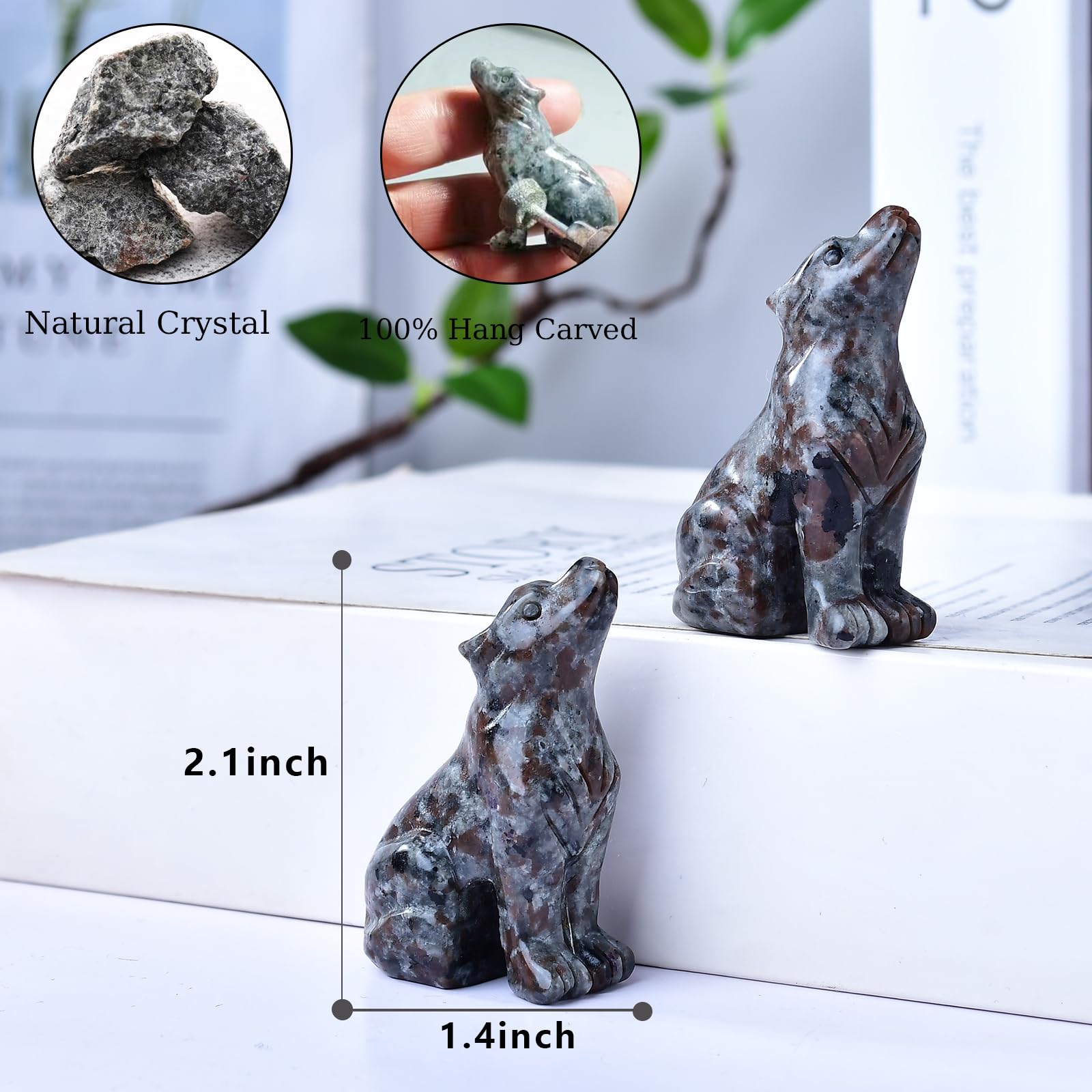 Mua Ytbeoxk 2.1 Inch Flame Stone Wolf Crystal Statue,Gifts Healing ...
