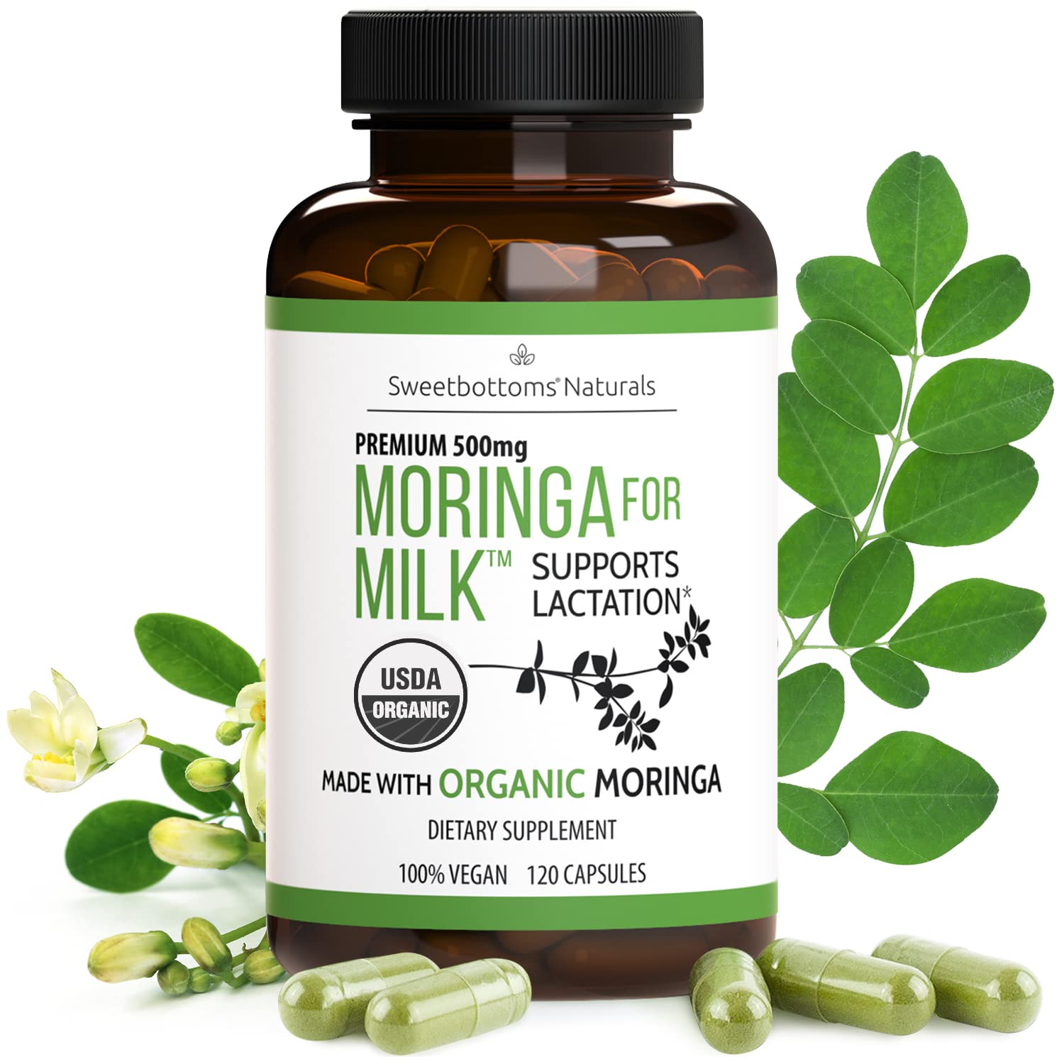Lactation Supplement - Organic Moringa Capsules for Breastfeeding ...