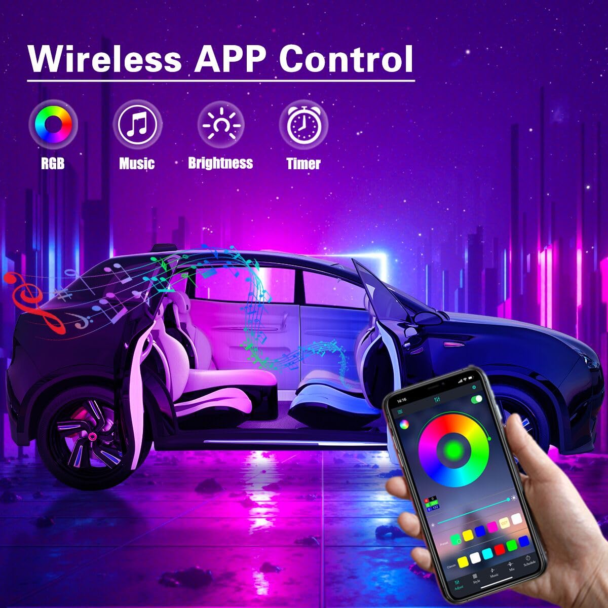 Mua Acrylic Car LED Interior Strip Lights, 6 in 1 Dreamcolor Ambient ...