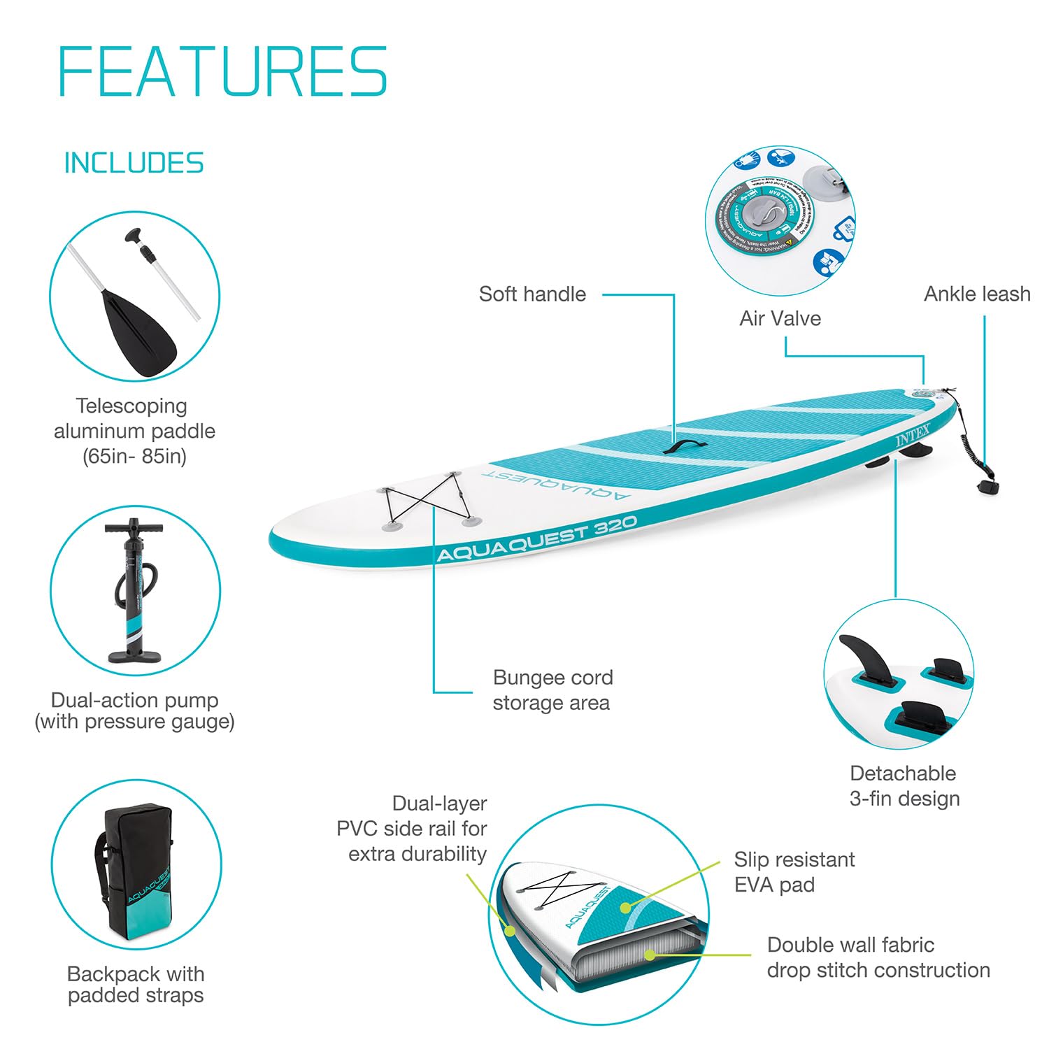 Mua INTEX AquaQuest Inflatable Paddle Board Series: Includes Adjustable ...