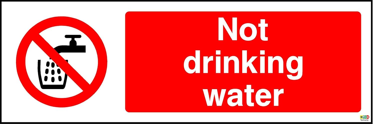 Prohibition Not drinking water sign - Self adhesive sticker 150mm x ...
