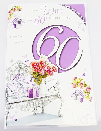 Happy 60th Birthday Wife Card Purple Elegant Lovely Verse Quality happy-60th-birthday-wife-card-purple-elegant-lovely-verse-quality