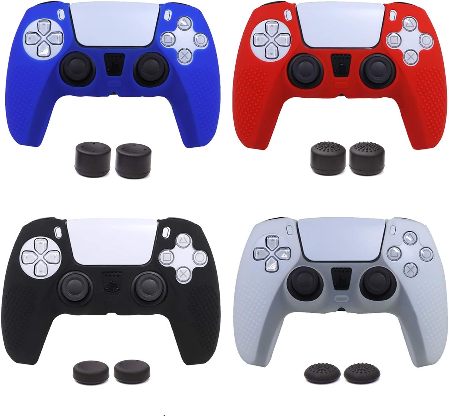 4 Pack Silicone Case for PS5 DualSense Controller Anti-Slip Cover with ...