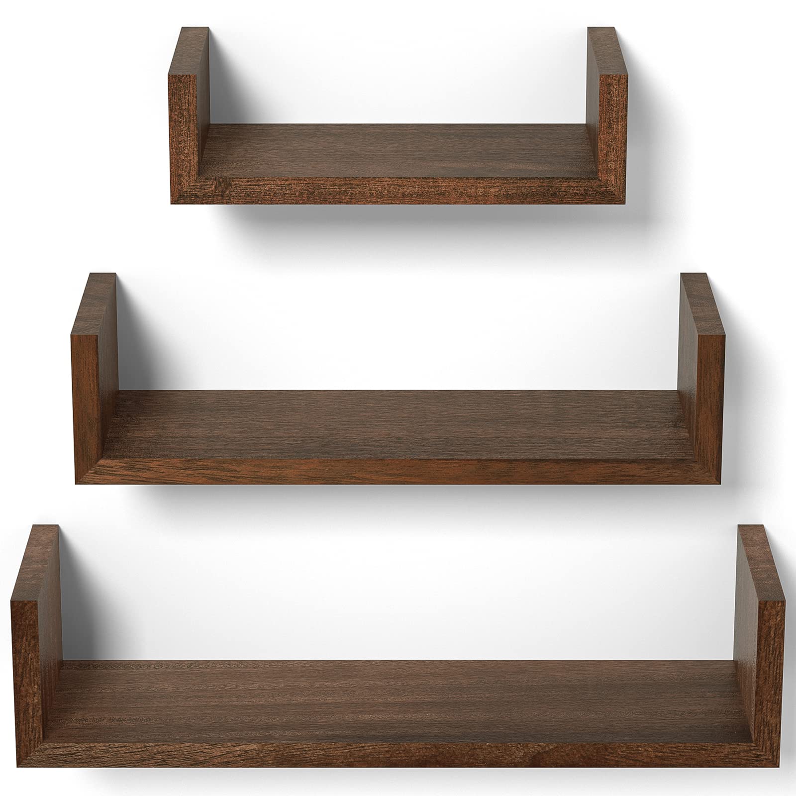 SRIWATANA Floating Shelves Wall Mounted, Solid Wood Wall Shelves Set of ...