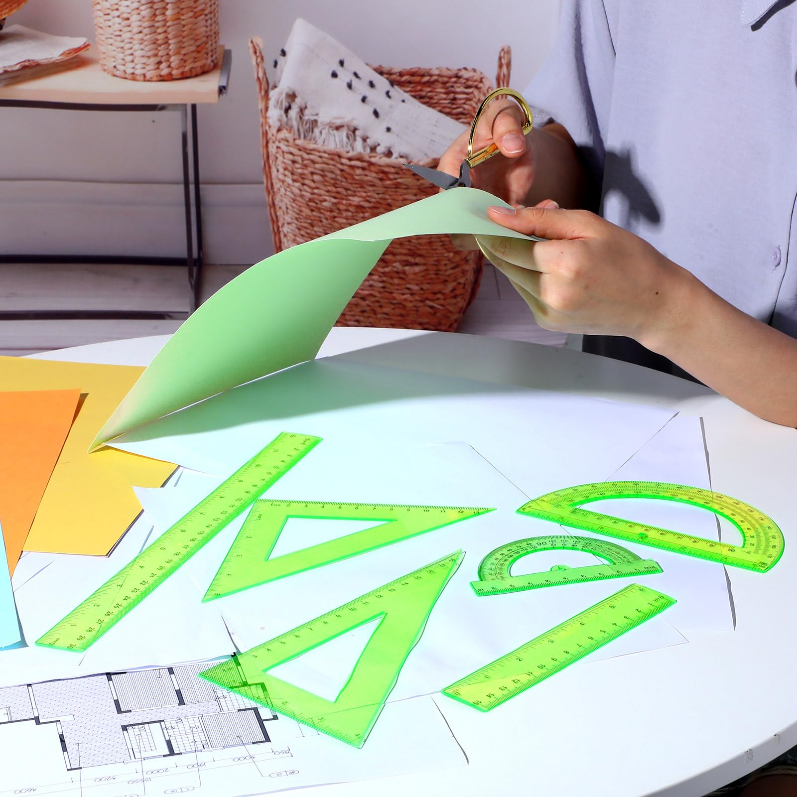 Tenare 1 Set Plastic Ruler Math Set Includes Protractor, Triangle ...