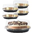 Amazon.com: FEOOWV 5Pack 10inch Round Clear +Glod Cake Carriers for Transport Plastic Disposable ...