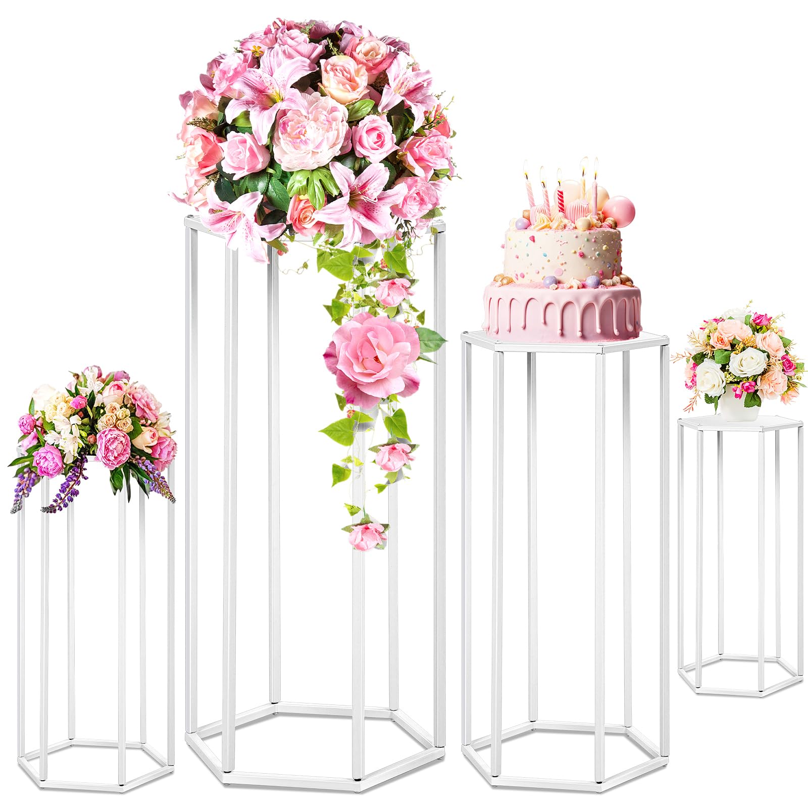 Zonon 4 Pcs Wedding Flower Stand Metal Flower Floor Vase Tall Gold ...