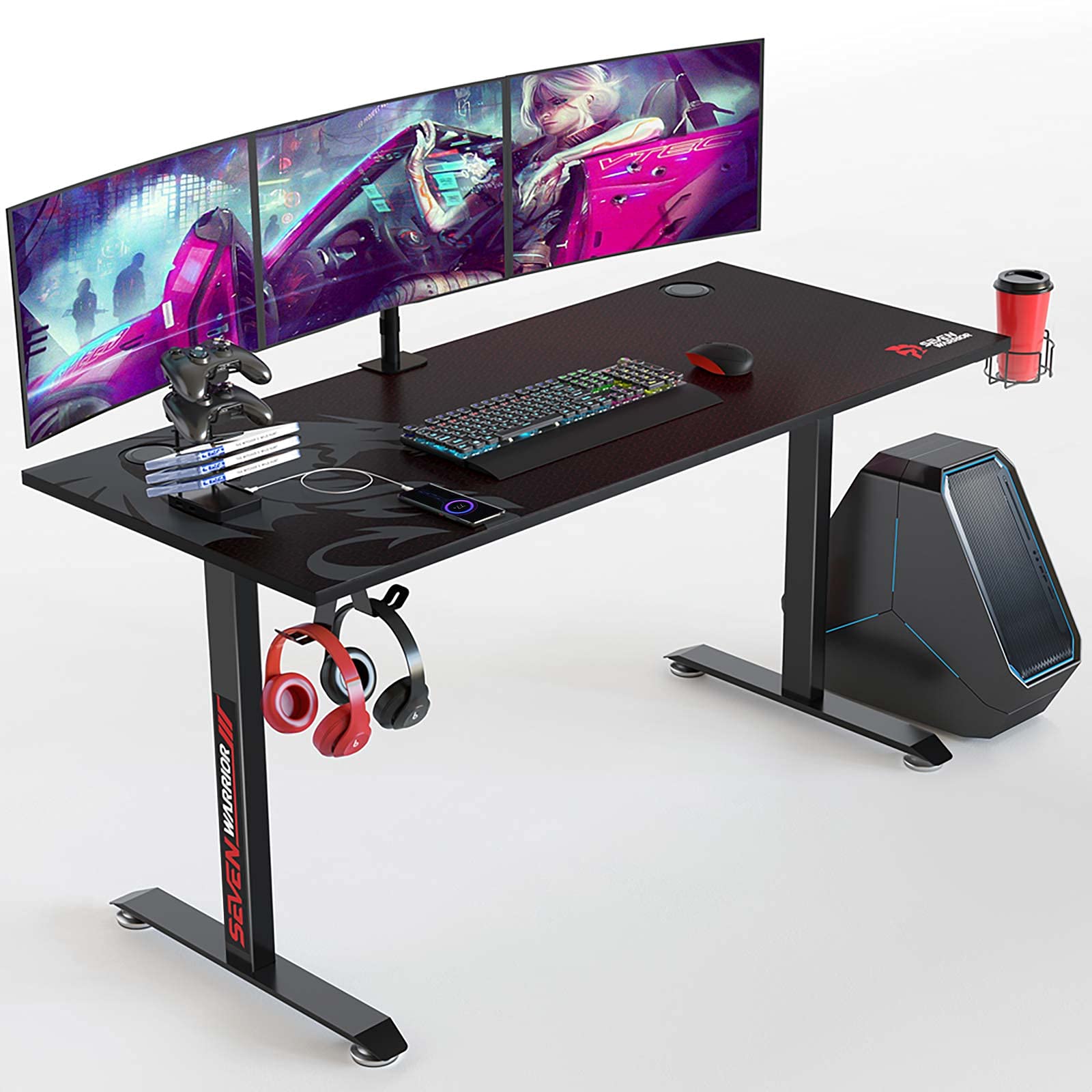 Mua SEVEN WARRIOR Gaming Desk 55 INCH, T- Shaped Carbon Fiber Surface ...