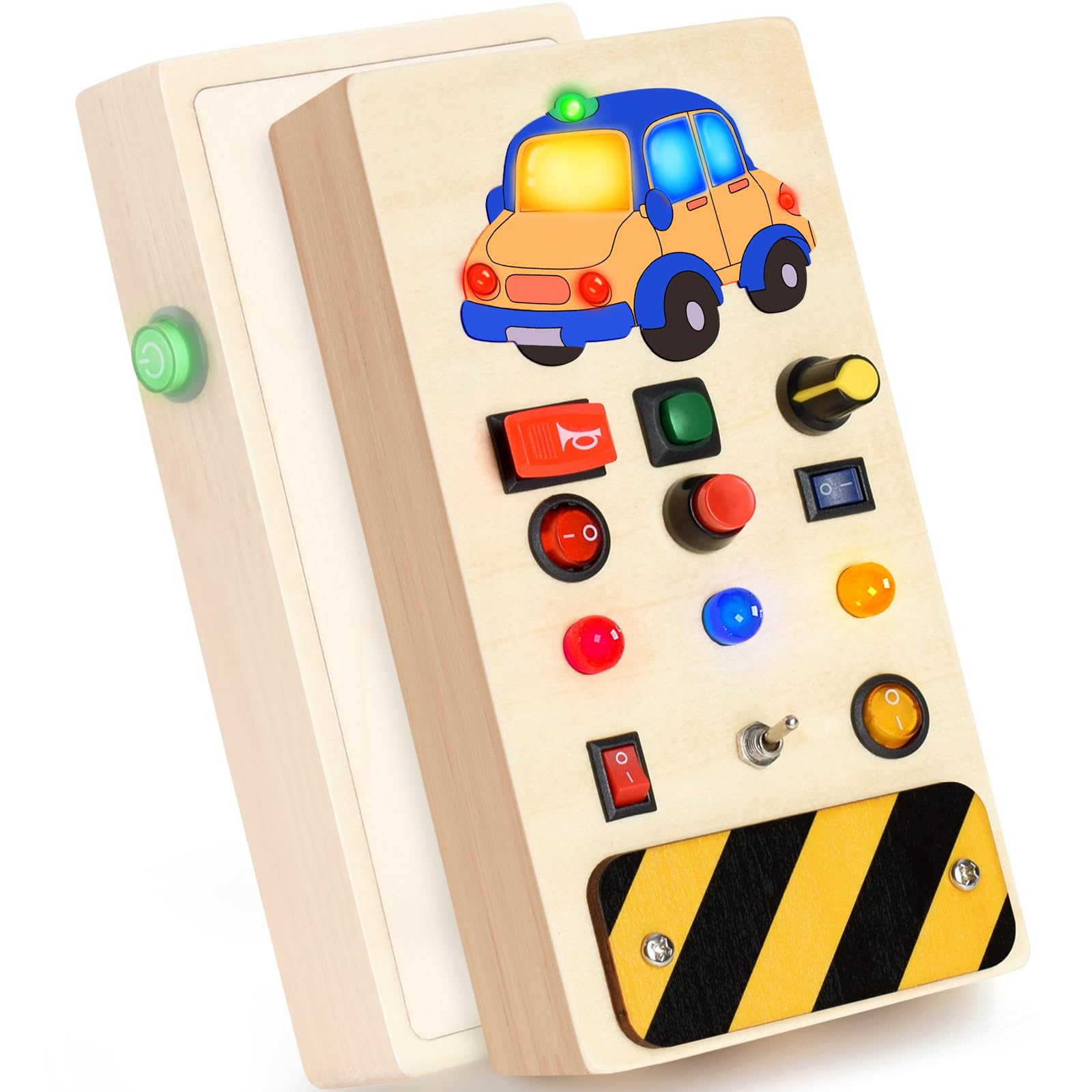 POLKRANE Busy Board with LED Light, Montessori Toys with Toggle Switch ...