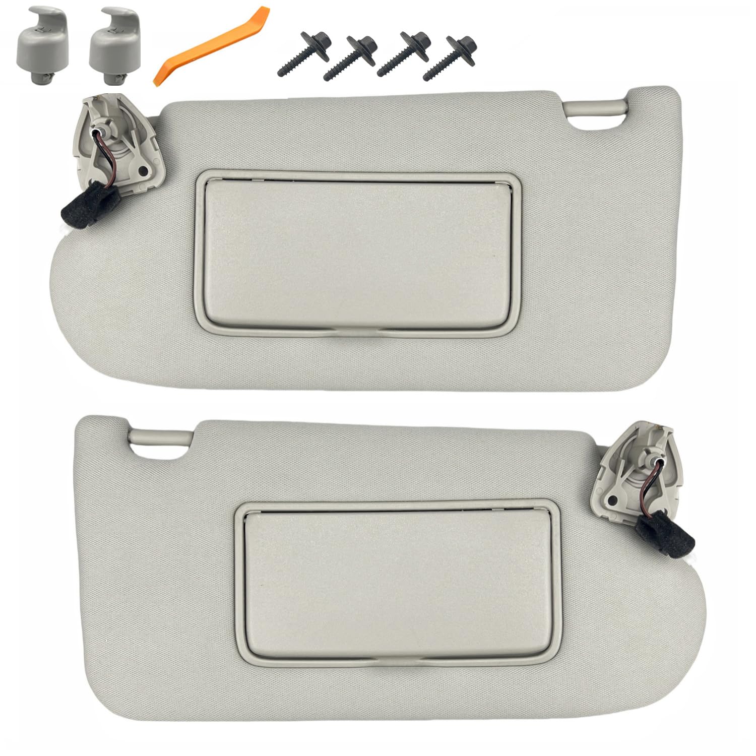 Pair of Left and Right Gray Sun Visors with Retainers Screws for Nissan ...